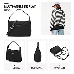 BE SMART Small Women Crossbody Bag with Wavy Embroidery Design Lightweight Casual Shoulder Handbag Simple Fashion Phone Bag Mini Purse for Ladies