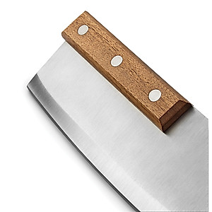 Outset Acacia Wood Handled Extra-Large Pizza Rocker with Protective Case, 13-Inch Blade, Stainless Steel