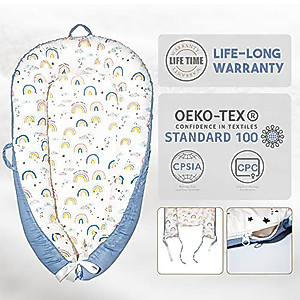 Baby Lounger Nest 100% Cotton Breathable Sleeping Bed Cover for Newborn Co Sleeping Nest Bed Cover Portable Infant Floor Seat Machine Washable, Strong Zipper, Adjustable Size