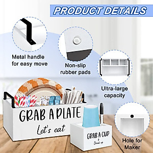 MEMOORIAL Kitchen Utensil Holder, Kitchen Countertop Plate Organizer, Paper Plate Holder, Disposable Dish and Cup Holder Utensil Caddy for Kitchen, Party, BBQ…