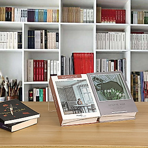 BTSKY 2 Pack Acrylic Book Stand and Cookbook Stand with Smooth Arc Angle Ledge Clear Book Holders for Reading Hands Free Sturdy Cookbook Holder Recipe Book Display Stand