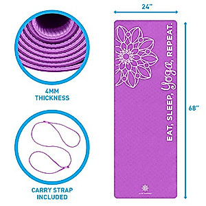 Life Energy 4mm TPE EkoSmart Yoga Mat - Yoga Repeat, Purple