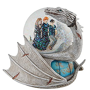 Enesco Harry Potter, Ron and Hermoine Riding Ukranian Ironbelly Dragon Water Globe Waterball, 5.71 Inch, Multicolor
