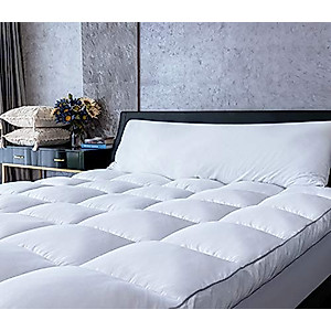 Mattress Topper Queen Cooling Plush Pillow Top Mattress Toppers Feather Bed Topper, Marine Moon Hotel Quality Down Alternative Pillow Topper 3 Inch Extra Thick Soft Mattress Topper Pad for Back Pain