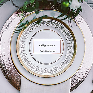 EXQUISS 50 Pcs Place Cards 4”x2” with Rose Gold Foil Border for Food Buffet Party, Name Place Cards for Table Setting, Wedding Reception, Escort Cards Name Cards for Birthday Dinner
