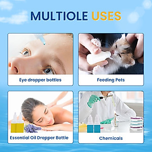 DHAIQC 6 Pcs 50ML Plastic Dropper Bottle, Plastic Empty Squeezable Eye Dropper Bottles Mini Squeeze Eye Liquid Dropper Bottle with Cap (50ml)