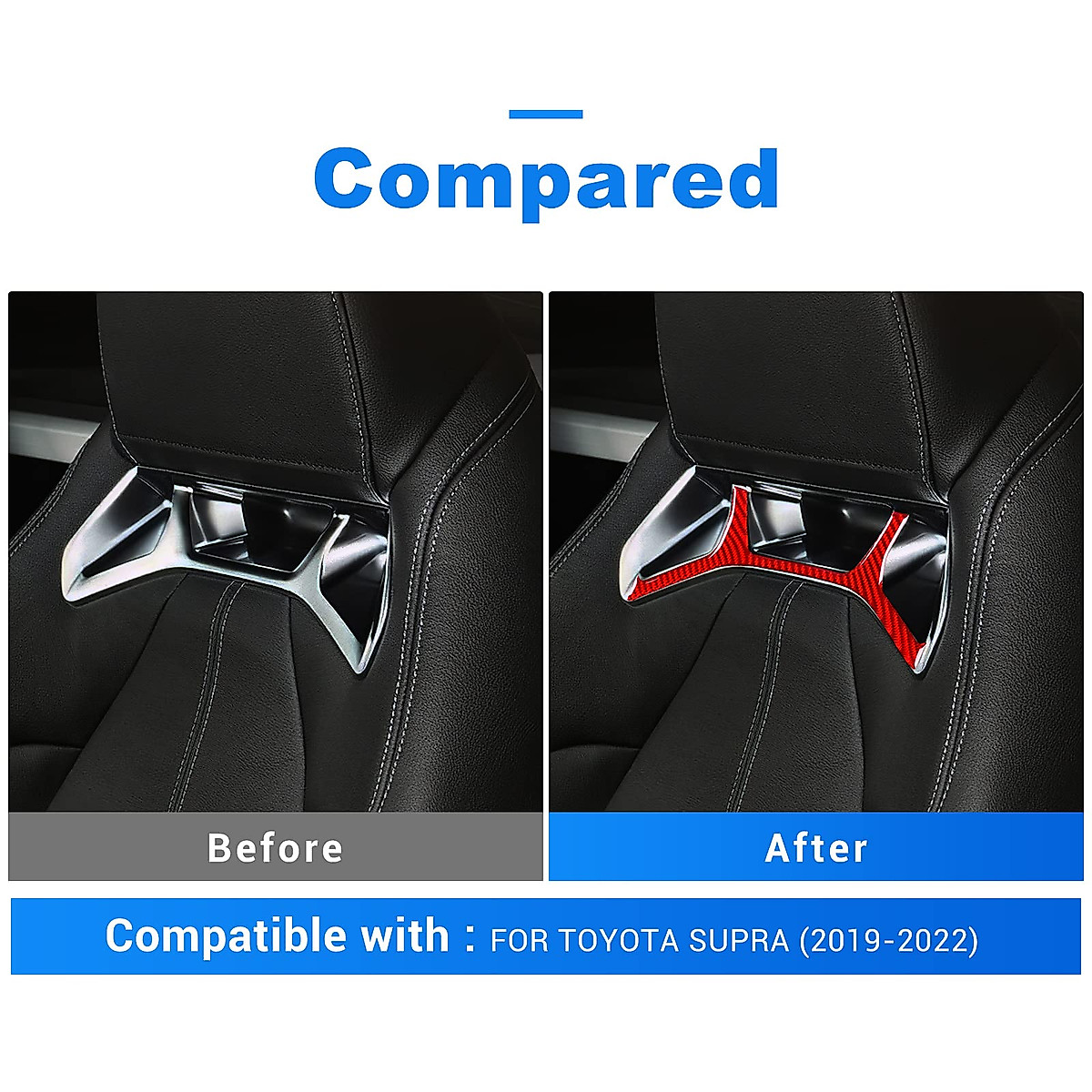 AIRSPEED Car Seat Head Rest Accent Sticker Carbon Fiber Auto Headrest Interior Trim Cover for Toyota Supra GR A90 A91 MK5 2019-2022, Red