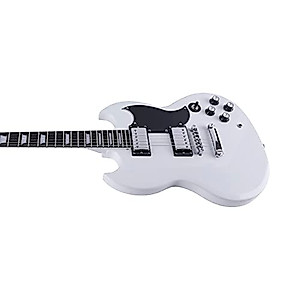 Leo Jaymz 39 Inch Double Cut Solid Body Electric Guitar - Poplar Wood Body，Maple Neck and Composite Ebony Fretboard (DC White)