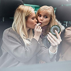 Beaufy Small Magnifying Travel Compact Mirror Bulk Mini Round Pocket Purse Makeup Mirrors Set Folding Portable Handheld 1x/2x Magnification Double Sided Mandala Gift for Women Girls Men Pack of 6