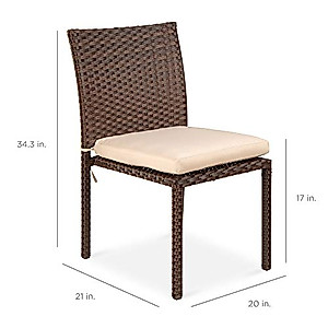 Best Choice Products Set of 4 Stackable Outdoor Patio Wicker Chairs w/Cushions, UV-Resistant Finish, and Steel Frame - Brown/Cream