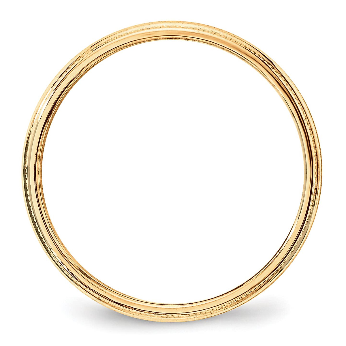 10K Yellow Gold 3mm Light Weight Milgrain Half Round Band Ring Size 4
