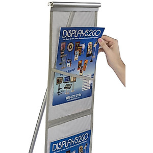 Displays2go Trade Show Magazine Literature Rack, Portable, Floor Standing, Carry Bag (4 Pocket)