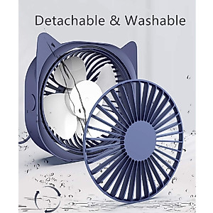 Personal Desk Fan Small Quiet USB Plug in, Mini Portable Table Fans for Sleeping Bedroom Nightstand, 3 Speeds Adjustable, Rotatable, Anti-slip, Fast Cooling for Home Office Dorm Work Travel (Blue)