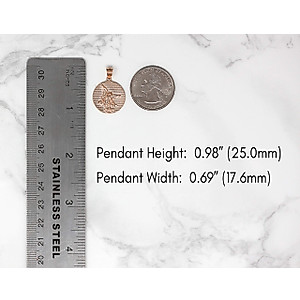 14k Saint Michael Protect Us Coin Charm Pendant in Rose Gold