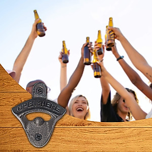 2PCS Cast Iron Wall Mounted Bottle Opener Vintage Rustic with Self-Tapping Screws for Home Garden Bar KTV Hotel HE06