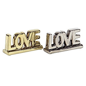 The Novogratz Porcelain Love Decorative Sign, Set of 2 6"W, 3"H, Multi Colored