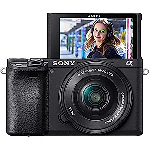 Sony a6400 Mirrorless Digital Camera with 16-50mm Lens Bundle with Extra Sony NPF-W50 Battery, Backpack, Handy Case, Tripod, 2X 64GB Memory Card + More | Sony Alpha 6400