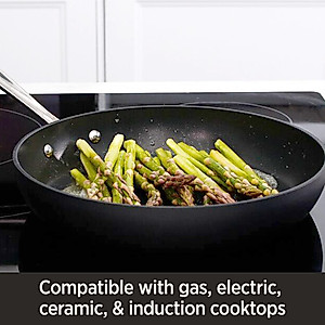 All-Clad HA1 Hard Anodized Non Stick Fry Pan Set 3 Piece, 8, 10, 12 Inch, Induction, Oven Broiler Safe 500F, Lid Safe 350F, Skillets, Frying Pans w/ Lid, Pots and Pans Set Non Stick, Cookware, Black