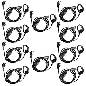 Retevis RT68 Walkie Talkies Earpiece with Mic, 2 pin Soft Earhook Headset Police Earpiece; Compatible with Retevis RT22 RT21 RT68 H-777 RT22S RB29 Baofeng UV-5R 888S pxton eSynic 2 Way Radio(10 Pack)