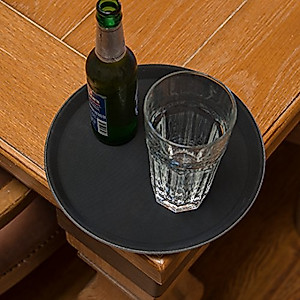 Carlisle FoodService Products 1100GL004 GripLite Rubber Lined Non-Slip Round Serving Tray, 11" Diameter, Black (Pack of 12)