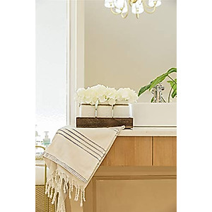 Mkono Mason Jar Centerpiece Decorative Wood Tray with 3 Painted Jars Farmhouse Kitchen Counter Decor for Coffee Table Dining Room Living Room Kitchen,White