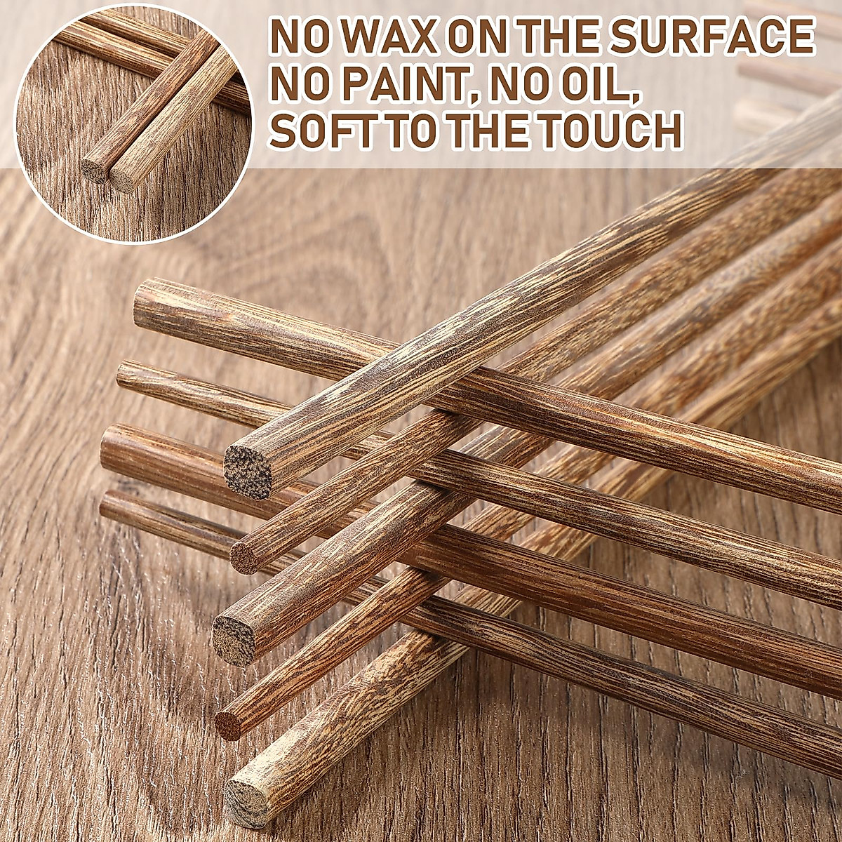 10 Pairs Wooden Chopsticks Chopsticks Dishwasher Safe Reusable Chopsticks for Adults Chinese Japanese Korean Reusable Wood Chopsticks Non Slip for Kitchen Noodles Cooking Eating Wood Grey (9.8 Inch)