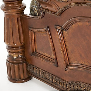 Michael Amini Villa Valencia Cal. King Wood Canopy Bed - Classic Chestnut