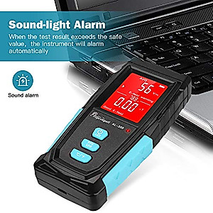 Allprettyall EMF Meter Rechargeable Electromagnetic Radiation Detector for Testing Ghost, Magnetic Field, Electric Field Radiation and Ambient Temperature, Sound-Light Alarm, Max/Average Value Lock
