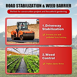 LGJIAOJIAO 6ftx300ft Weed Barrier Landscape Fabric Heavy Duty, Weed Block Gardening Ground Cover Mat, Weed Control Garden Cloth, Woven Geotextile Fabric for Underlayment, Commercial Driveway Fabric