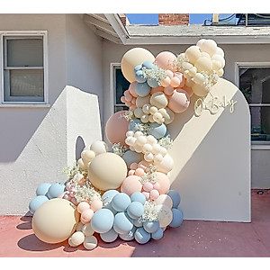 Gender Reveal Balloons Garland Kit, 124pcs Dusty Pink and Dusty Blue Sand White Balloons for Boy or Girl Gender Reveal Baby Shower Party Decoration…