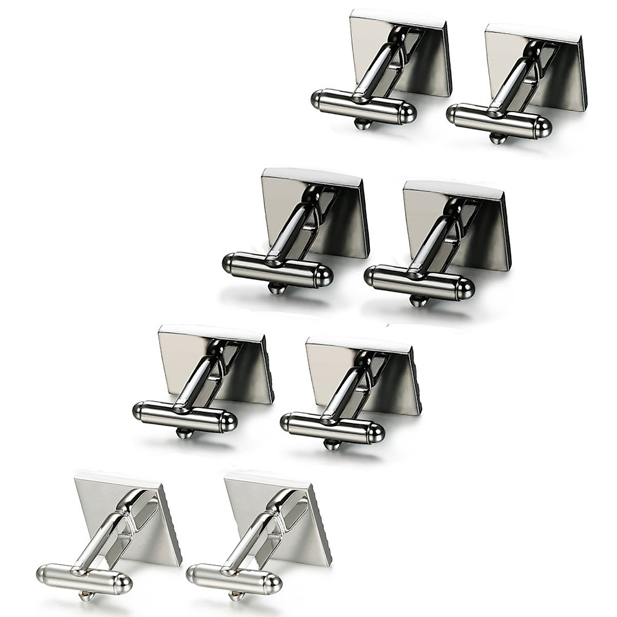 FIBO STEEL 4 Pairs Wedding Business Classic Cufflinks for Men Unique Cufflink Set Mens