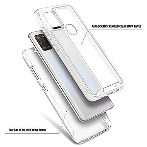 E-Began Case for Samsung Galaxy A21s (Not Fit A21), Full-Body Protective Rugged Bumper Cover with Built-in Screen Protector, Shockproof Impact Resist Durable Phone Case -Matte