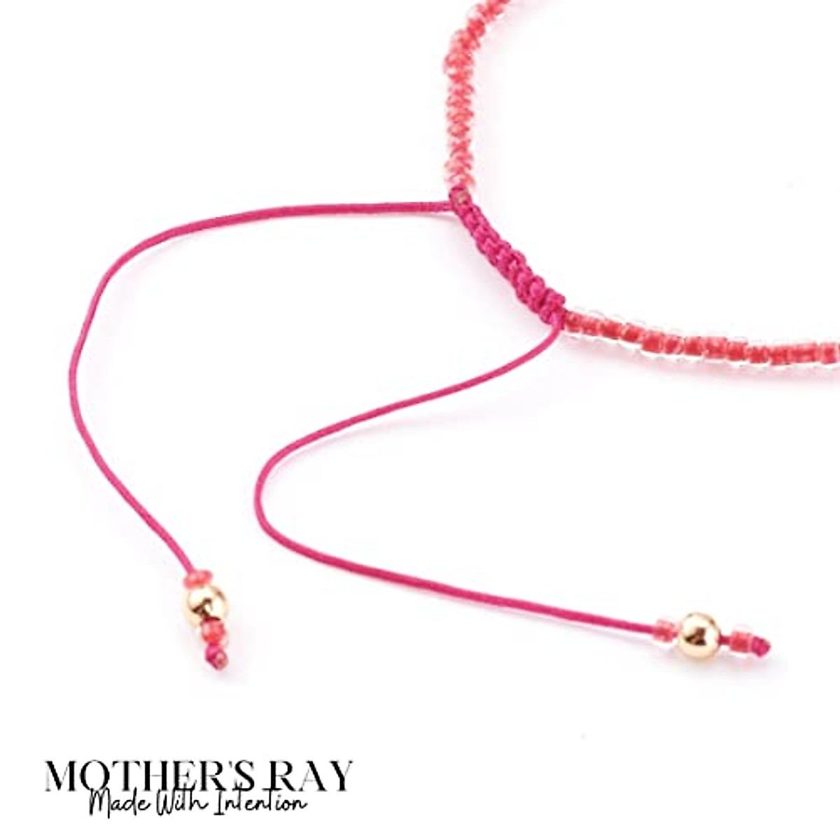 Mother's Ray True Friendship Affirmation Bracelet – Rhodochrosite and Agate Beaded Bracelets – Genuine Gemstones and Crystals Bracelet for Women – Adjustable Nylon Cord for Comfortable Wear