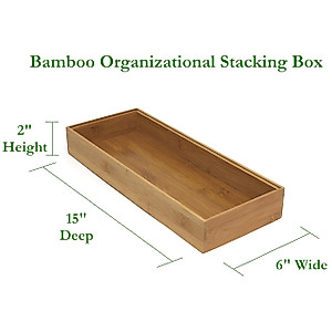 Lipper International 8186S Bamboo Wood Stacking Drawer Organizer Box, 6" x 15"