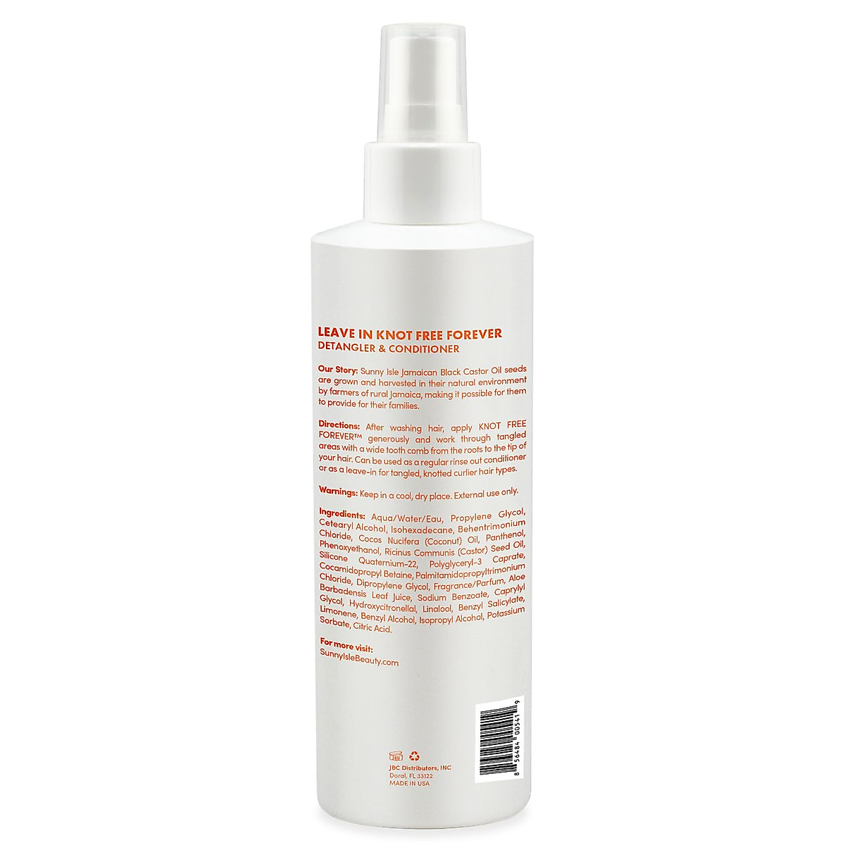 Sunny Isle Jamaican Black Castor Oil Knot Free Forever Leave-In Detangler & Conditioner 8oz (Pack of 2) | Moisturizes & Stimulates Hair Growth | Eliminates Frizz | Men & Women