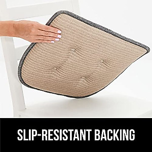 Gorilla Grip Tufted Memory Foam Chair Cushions, Set of 4 Comfortable Pads for Dining Room, Slip Resistant Backing, Washable Kitchen Table, Office Chairs, Computer Desk Seat Pad Cushion, 16x17 Latte