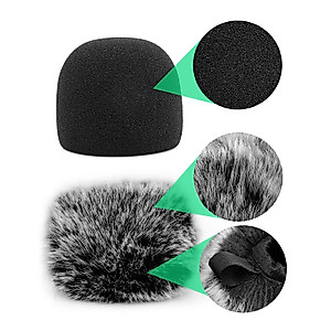Mic Windscreen Cover Pop Filter Compatible with Blue Yeti Nano,ChromLives Furry Windscreen Cover + Mic Foam Wind Cover Compatible with Yeti Nano (Furry & Foam Combo 2Pack)