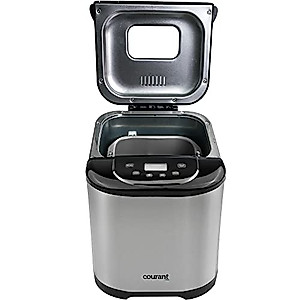 Courant Bread Maker Machine 3 Loaf sizes, Gluten-free, sugar-free, Natural Sourdough, Total 15 Pre-Programmable Cycles, Delay Timer, Easy to Use, Warm Feature - Stainless Steel Automatic