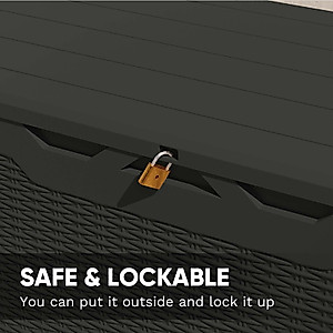 Patiowell 100 Gallon Outdoor Resin Deck Box, Waterproof Large Storage Box for Patio Furniture, Pool Accessories, Toys, Garden Tools and Sports Equipment, Lockable, Black