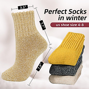Zando Womens Wool Socks for Women Warm Cozy Thick Socks Knit Pattern Cute Socks Merino Crew Socks for Women Athletic Long Hiking Socks Women Winter Sock Yellow