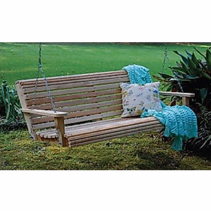 5 Five Feet Ft Made in The USA Cypress Lumber Roll Back Porch Swing with Stainless Steel Hardware Made from Rot-Resistant Cypress Eternal Wood