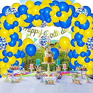 Royal Blue Yellow Balloon Garland Arch Kit - 117PCS Royal Blue and Yellow Balloons birhtday Party Supplies for Birthday Baby Shower Wedding Graduations Retirement Farewell Party Decorations