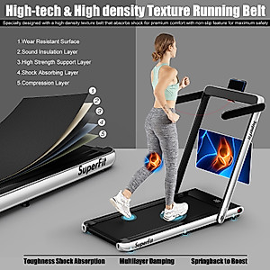 Goplus 2 in 1 Folding Treadmill, 2.25HP Under Desk Electric, Installation-Free, with Bluetooth Speaker, Remote Control and LED Display, Walking Jogging Machine for Home/Office Use (Silver)