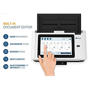 Raven Pro Document Scanner - Huge Touchscreen, High Speed Color Duplex Feeder (ADF), Wireless Scan to Cloud, WiFi, Ethernet, USB, Home or Office Desktop