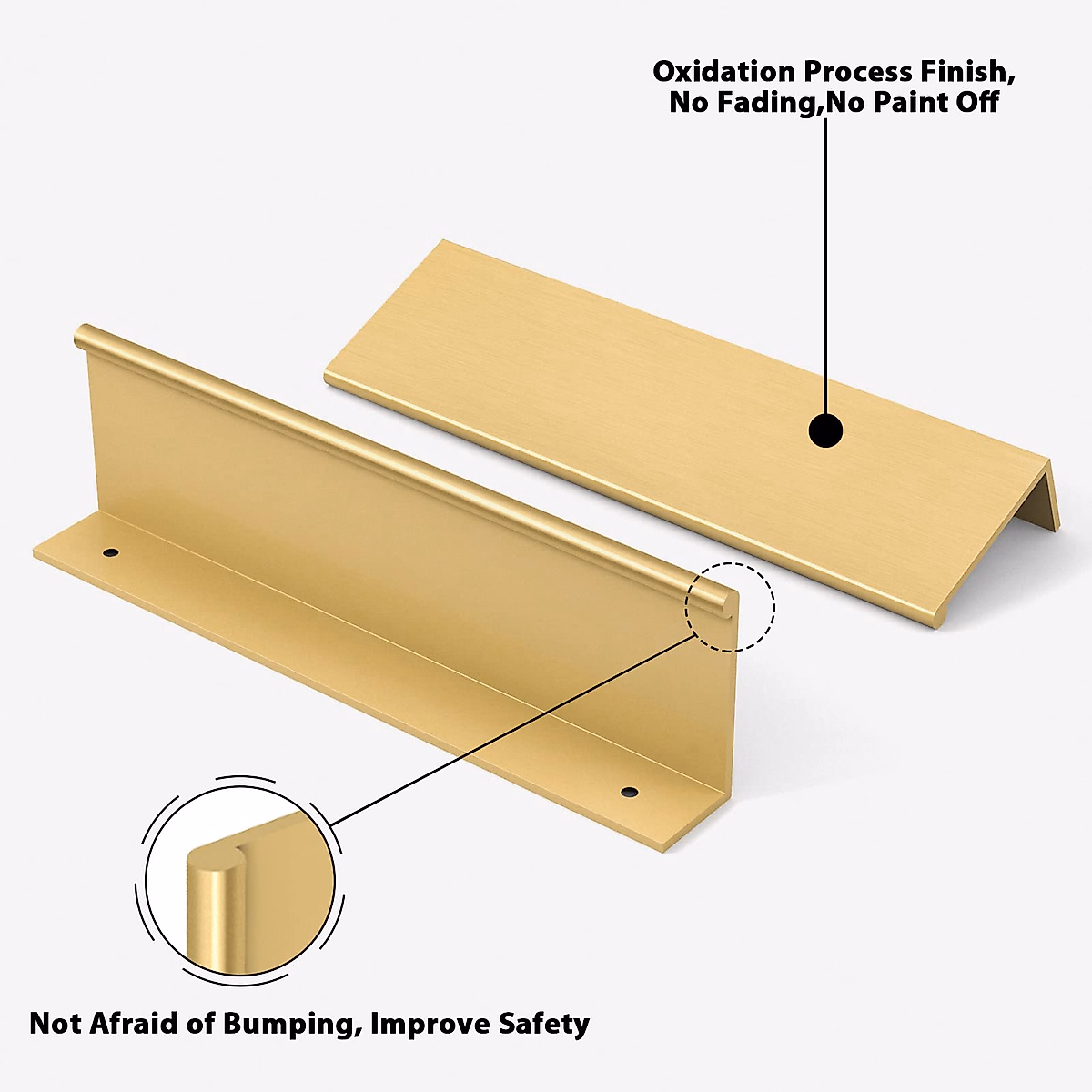 Peaha 10 Pack Kitchen Cabinet Handles 3 inch Matte Gold Pulls for Dresser Drawers Brushed Brass Door Edge Finger Pull Hardware