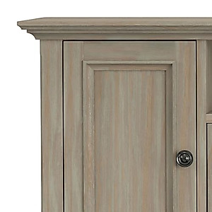 SIMPLIHOME Amherst SOLID WOOD 72 Inch Wide Transitional TV Media Stand in Distressed Grey for TVs up to 80 Inch, For the Living Room and Entertainment Center