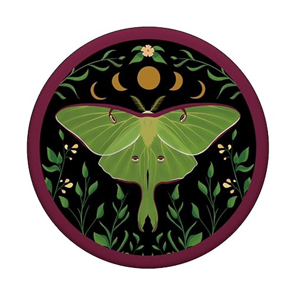 Aesthetic Luna Moth Witchy Floral Moon Phases Moon Moths PopSockets Standard PopGrip