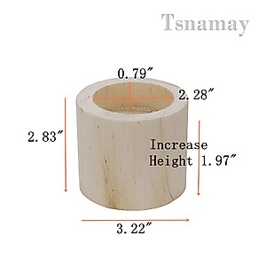 Tsnamay 4Pcs Cylinder Wood Bed Risers Furniture Risers Wooden Solid Original Color for DIY Painting Sofa Couch Chair Table Increase Legs Inner Dia.2.28",Increase Height 1.97 Inches