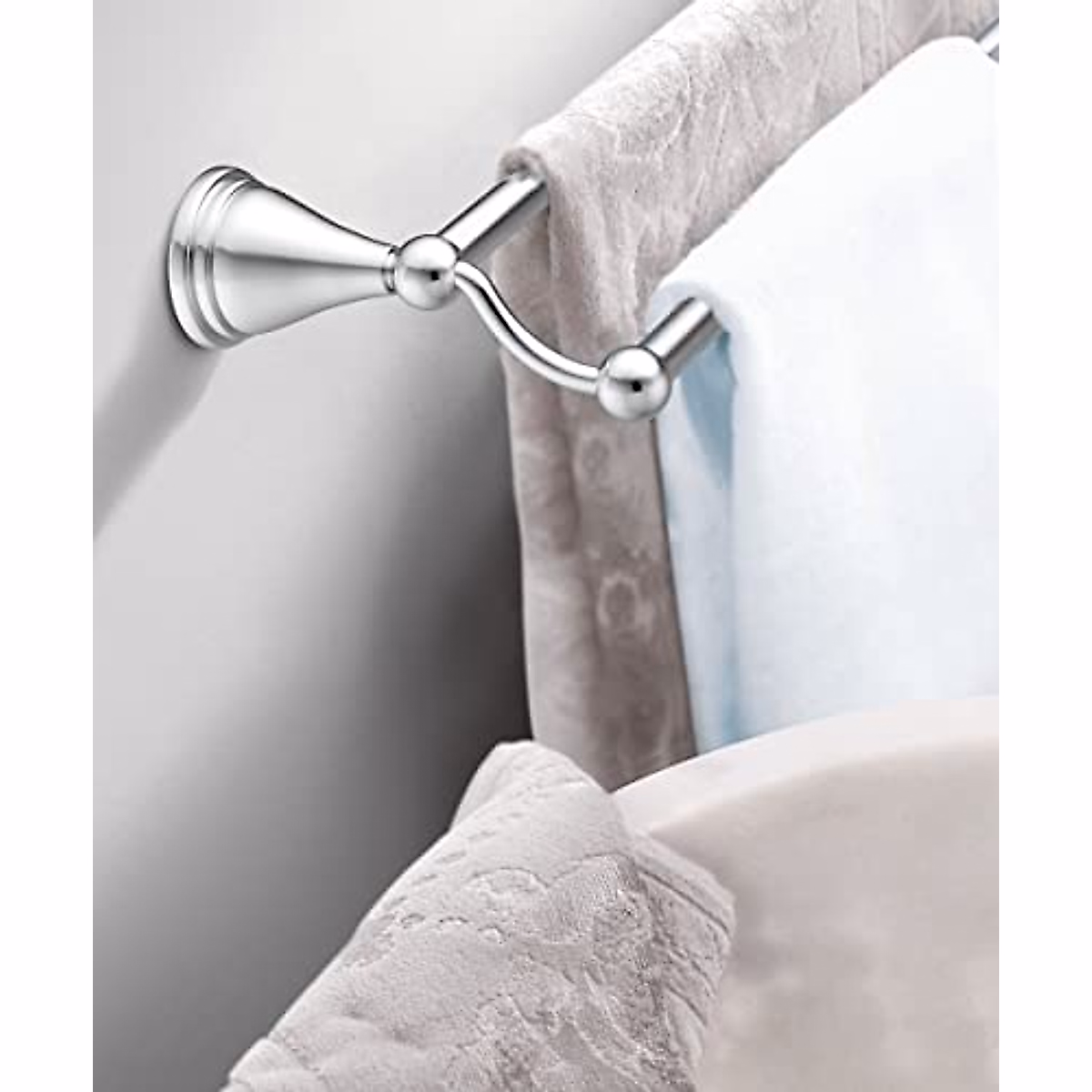 Moen Preston Collection Brushed Nickel 24-Inch Bathroom Single Towel Bar, Wall Mounted Hand or Body Towel Rack, DN8424BN