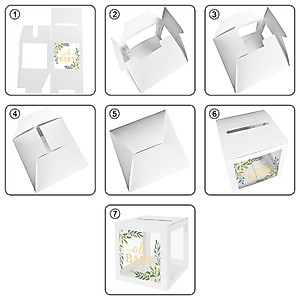 QIKSION Baby Shower Card Box for Reception, Clear with White Border Gift Card Box for Baby Showers, Wishing Well Party, Birthday, Gender Reveal